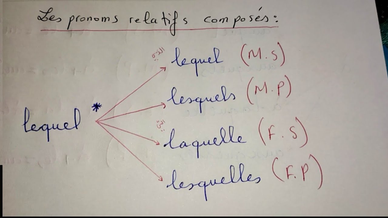 Les pronoms relatifs composés : lequel lesquels laquelle lesquelles ...
