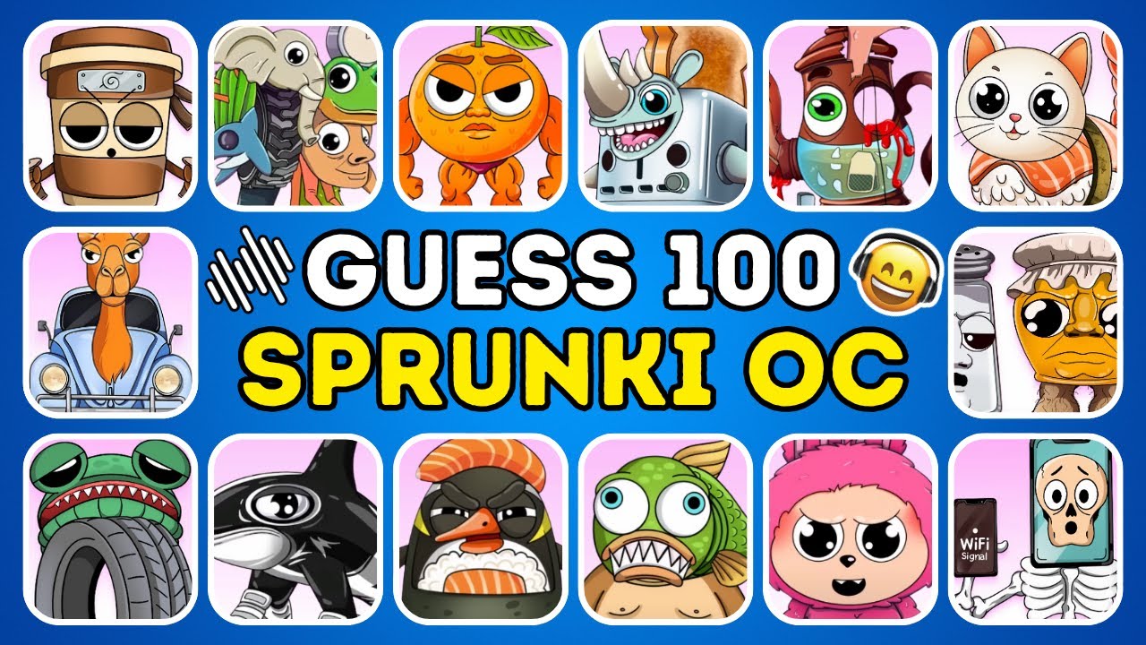 Guess 100 Sprunki OC Brainrot Characters by VOICE 🔊100 OC Pyramixed ...