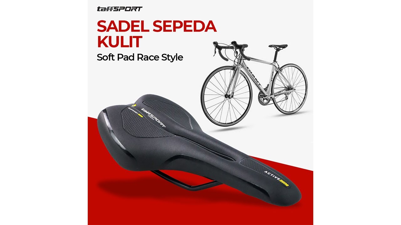 TaffSPORT Jok Sadel Sepeda Kulit Soft Pad Race Style - 7RSEA8BK - YouTube