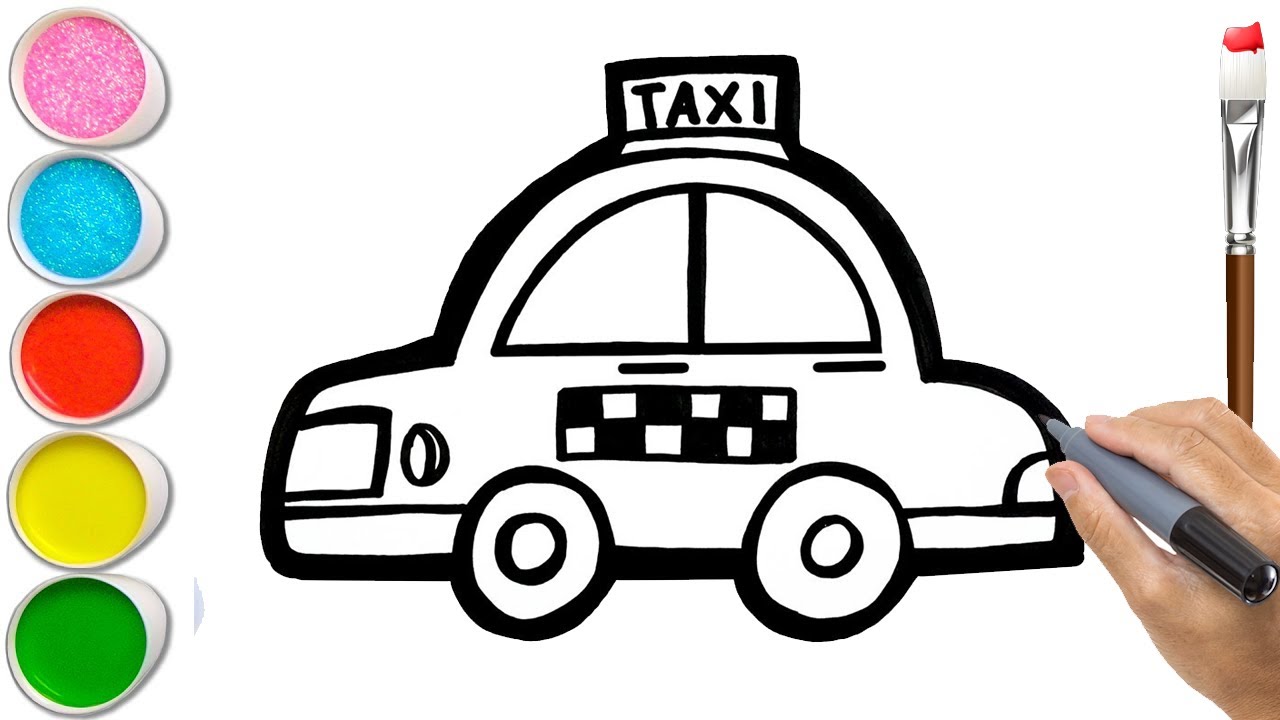 Simple Taxi Drawing for Kids - Step by Step | Digital Drawing Master ...