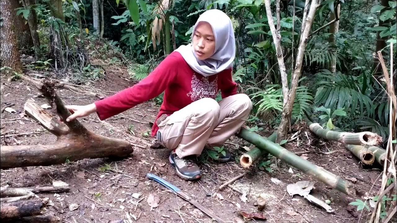 ajak bocil kerumah pohon hutan pasang pagar untuk bermalam - YouTube