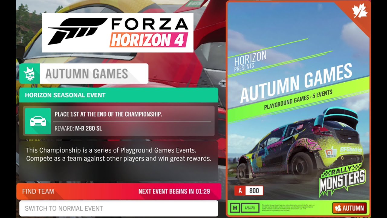 FH4 - "Autumn Games" Seasonal Playground Games 5 Events (A-800) Series ...