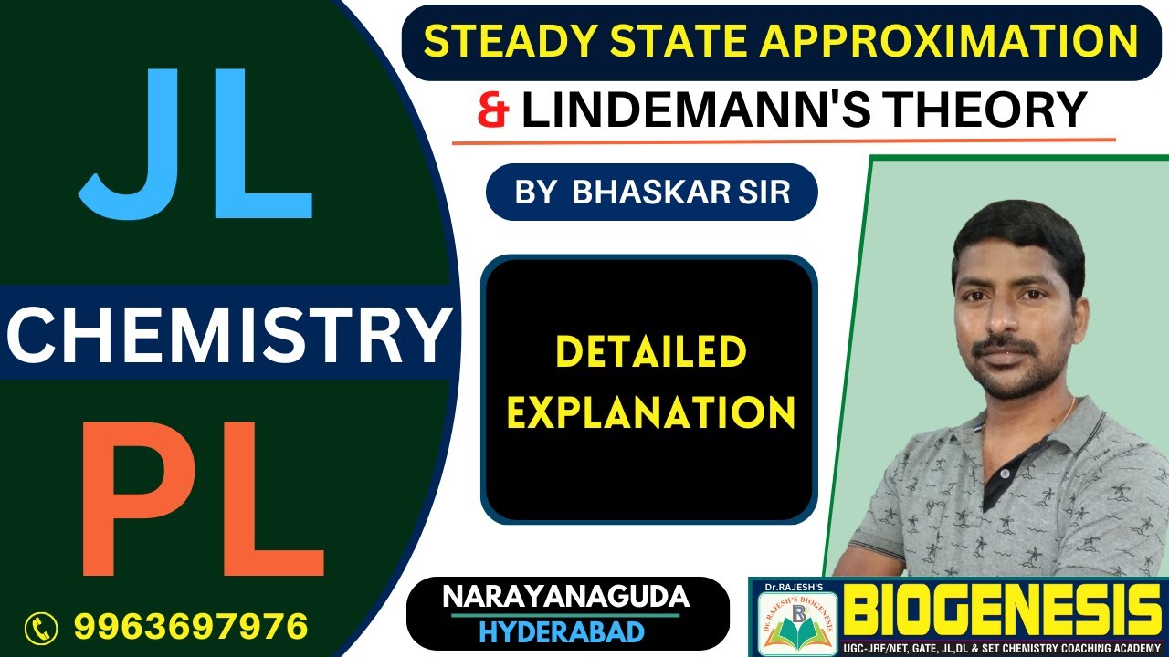 JL CHEMICAL KINETICS | STEADY STATE APPROXIMATION & LINDEMANN'S THEORY ...