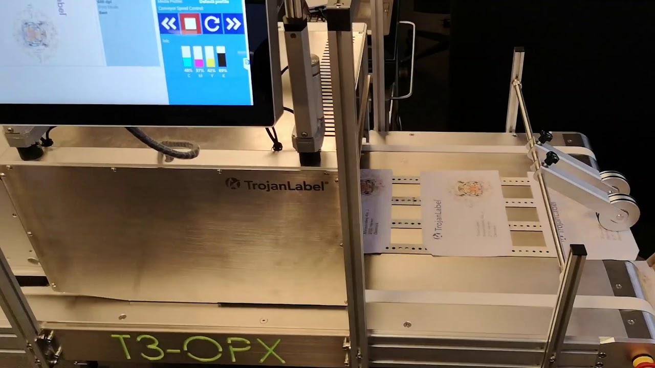 La impresora digital TrojanLabel T3 OPX imprimiendo sobres - YouTube