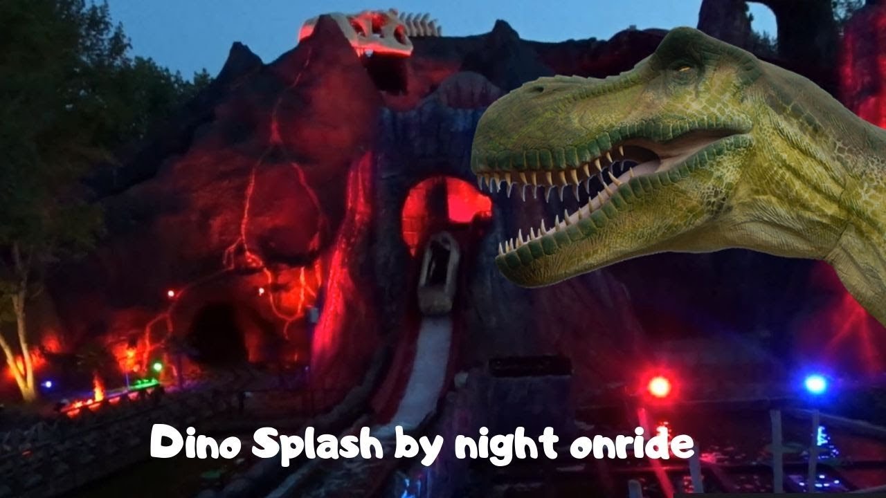 Dino splash by night (onride) @ plopsaland - YouTube