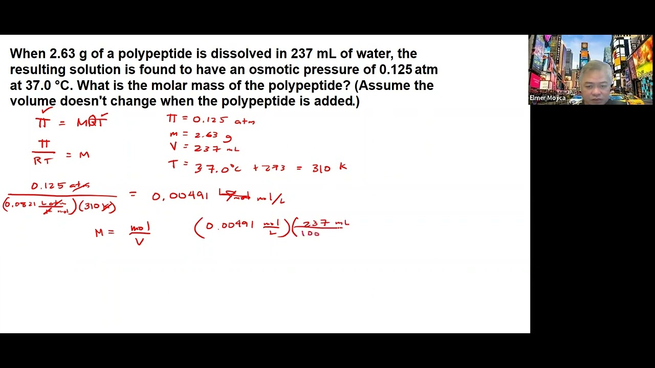Molar Mass using Osmotic Pressure - YouTube