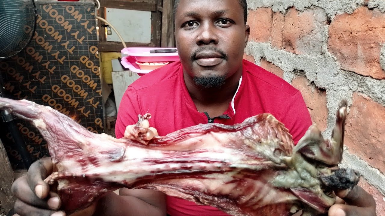 village cooking bush meat, African style sun dried rabbit//I will not ...