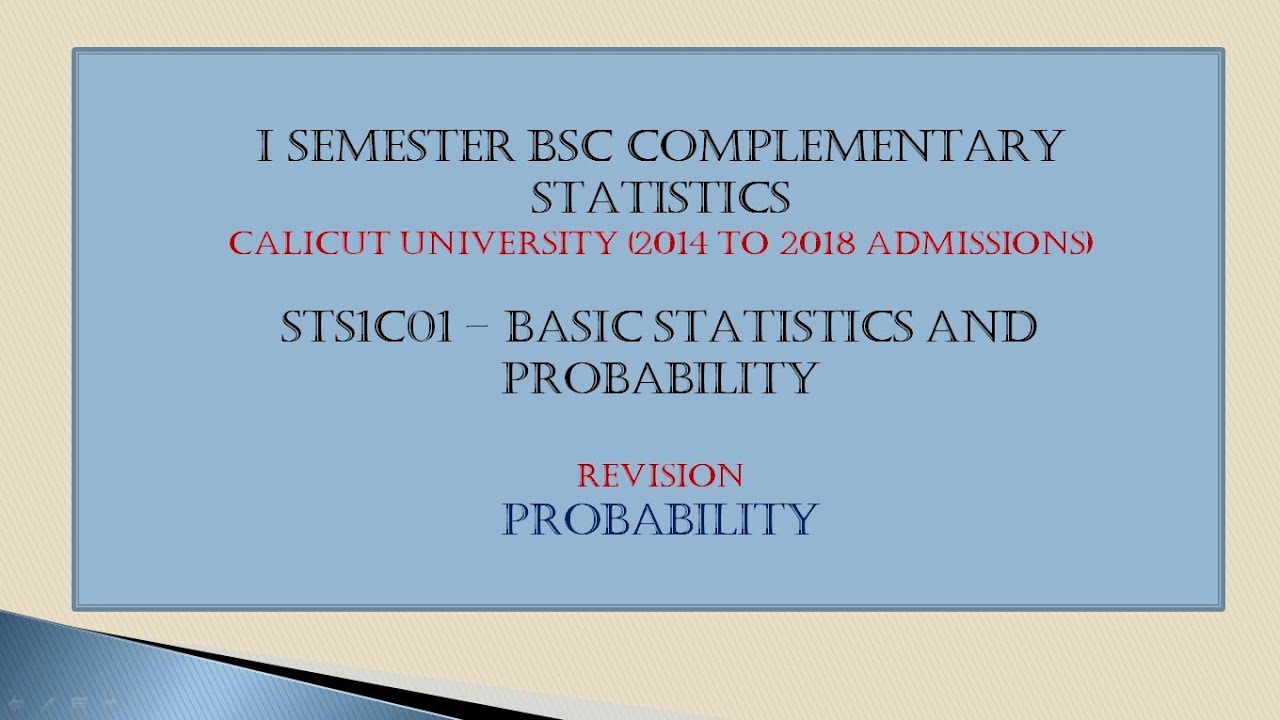 Basic Statistics and Probability revision - Probability - part1 - YouTube