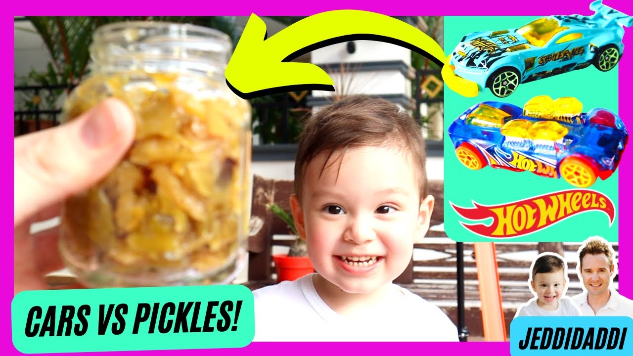Hot Wheels Cars VS PICKLES Toy Car Challenge Video! Hot Wheels Cars ...