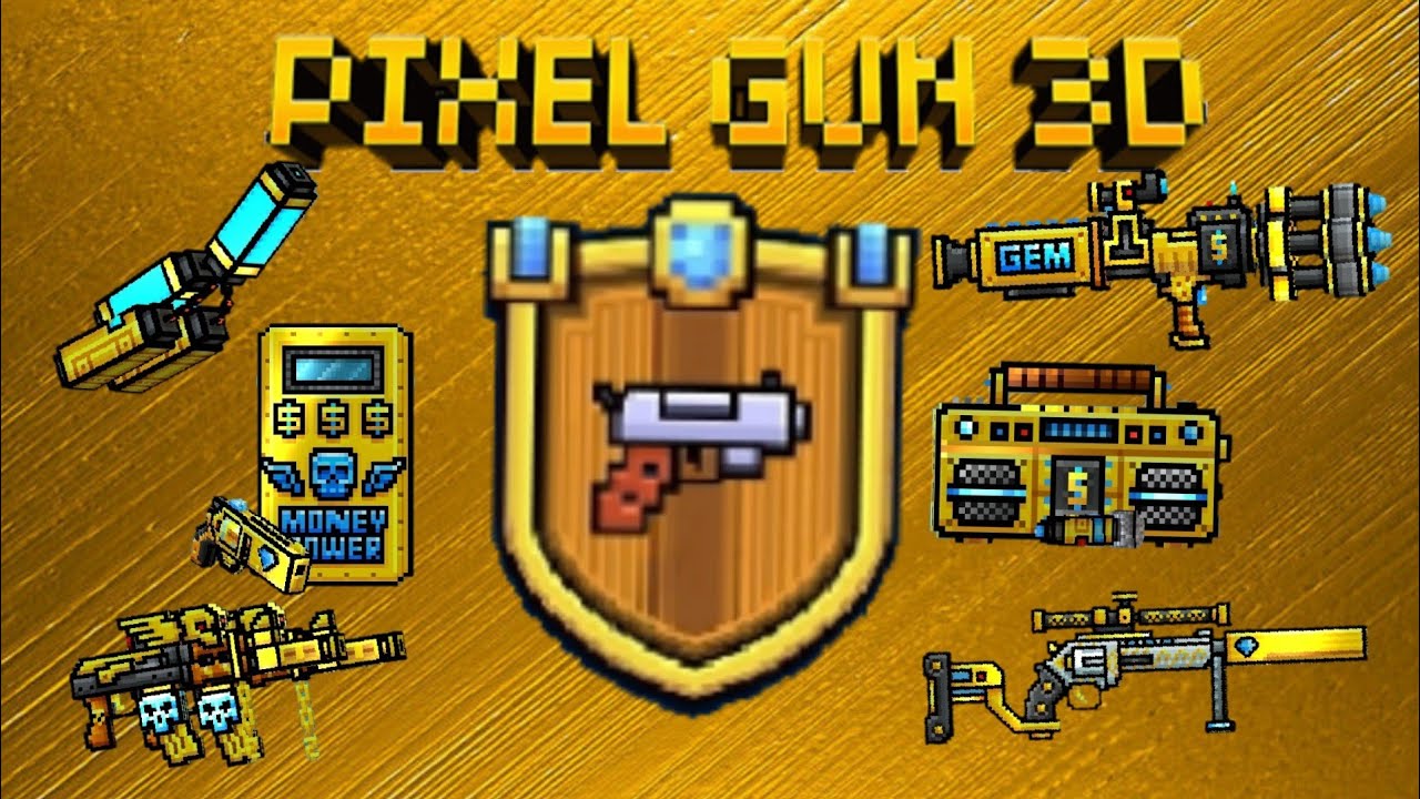I use the weapons of the gold division - PIXEL GUN 3D - YouTube