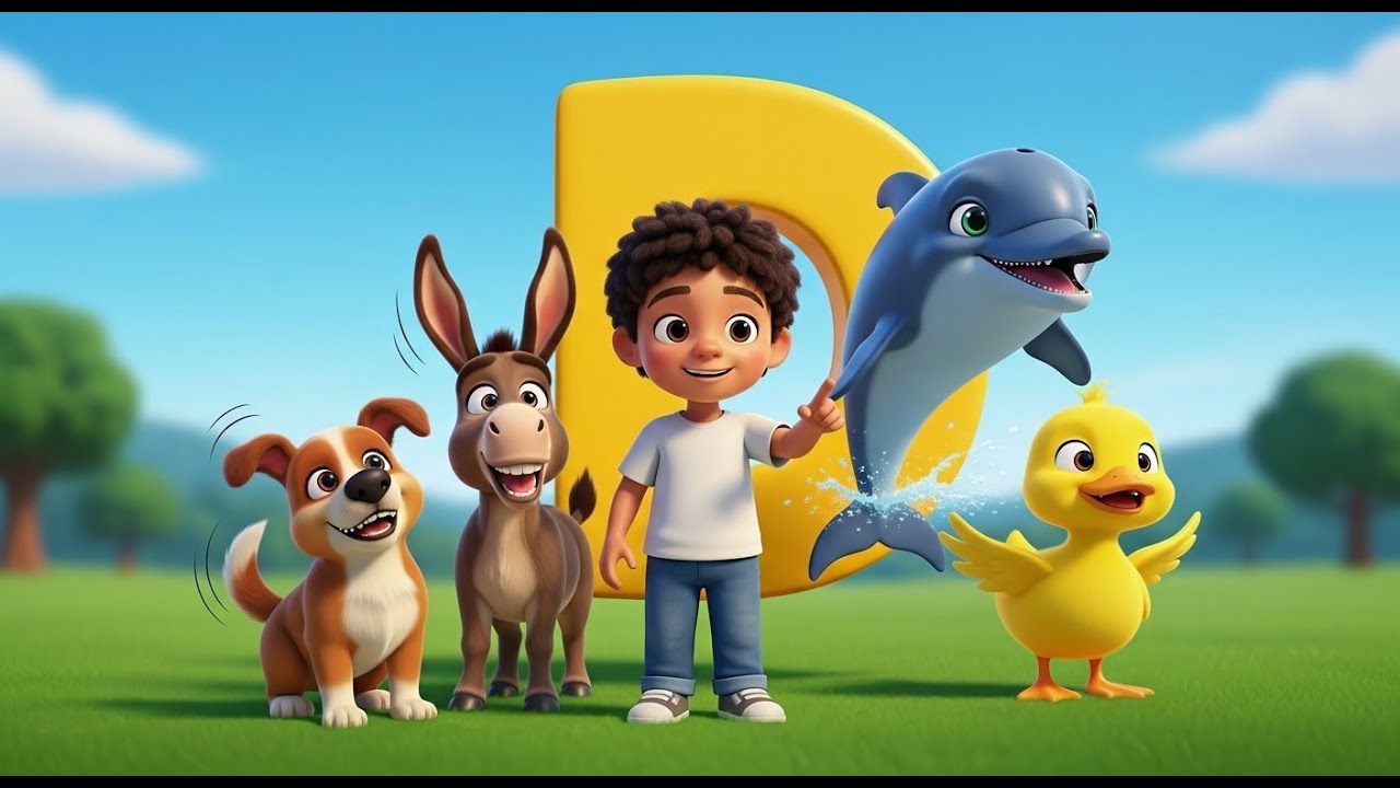 Learn the Letter D 🎵 | Dog, Duck, Donkey & Dolphin Song - YouTube