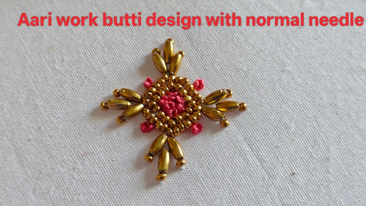 Aari Work Butti Design with Normal Needle | Easy aari work for ...