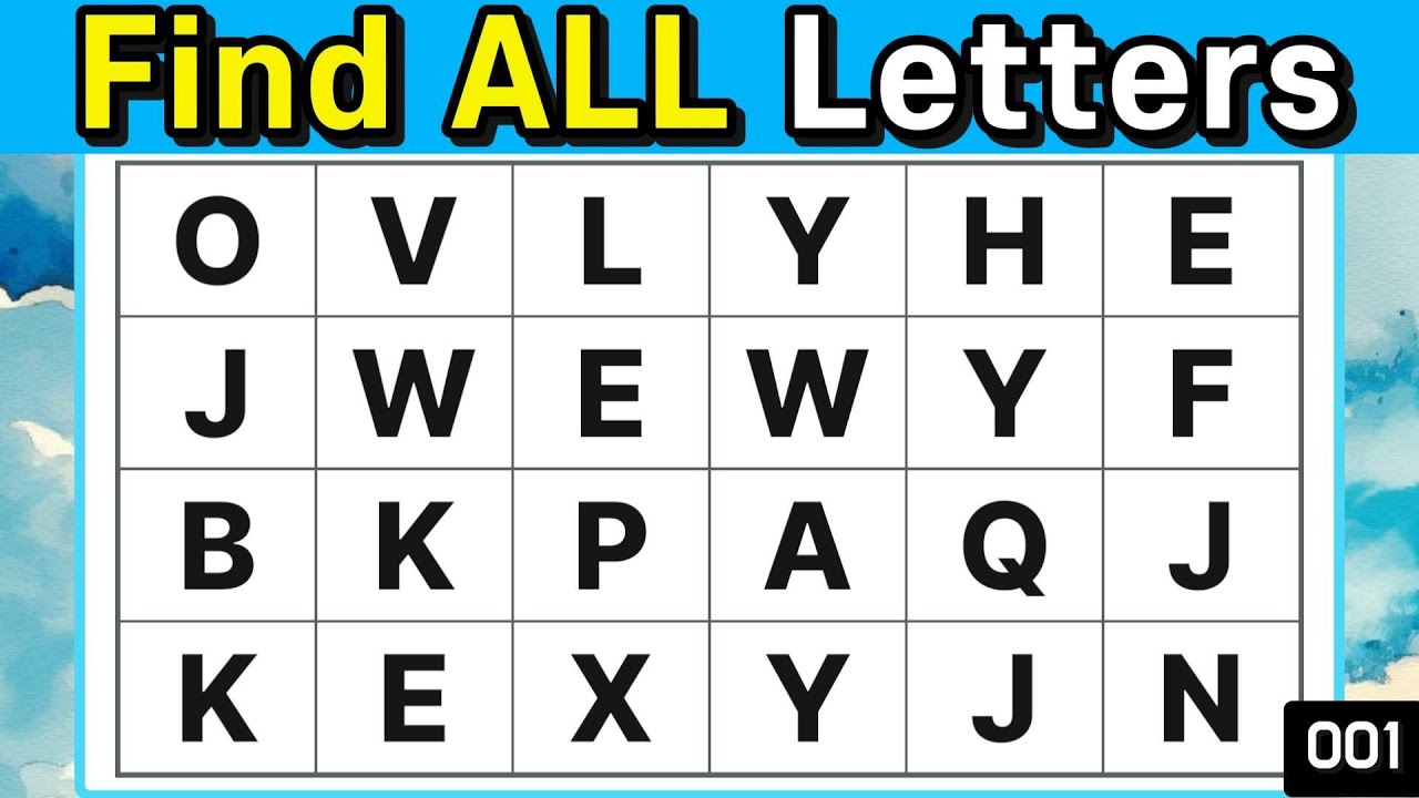 🔎Find letters #001 Find 3 letters used 3 times. [concentration,memory ...