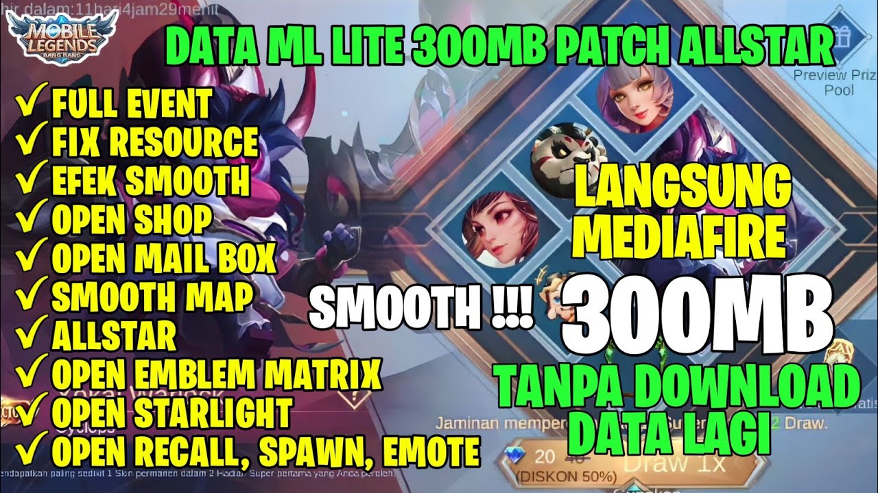 Update Data Ml Lite 300Mb Full Fitur & Event Patch All Star | Ml lite ...