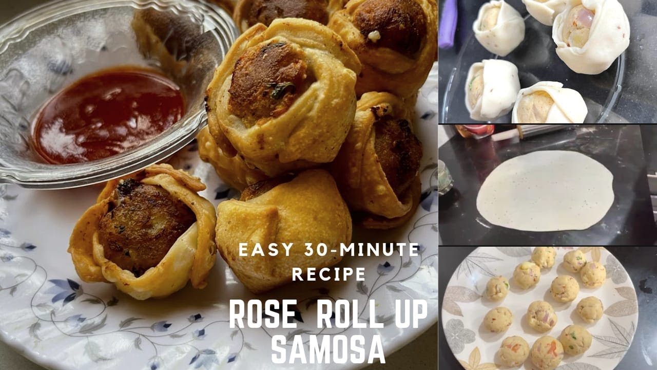 Bakery Style Rose roll up Samosa recipe | Aloo Samosa recipe| rose roll ...