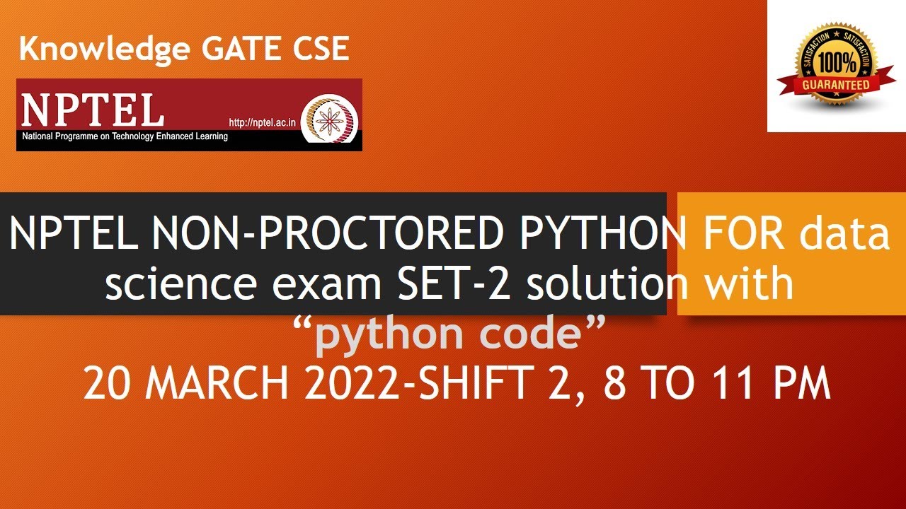 Python For Data Science Nptel Non Proctored Exam Answers With Code Set 2 20 March 2022 8 To11