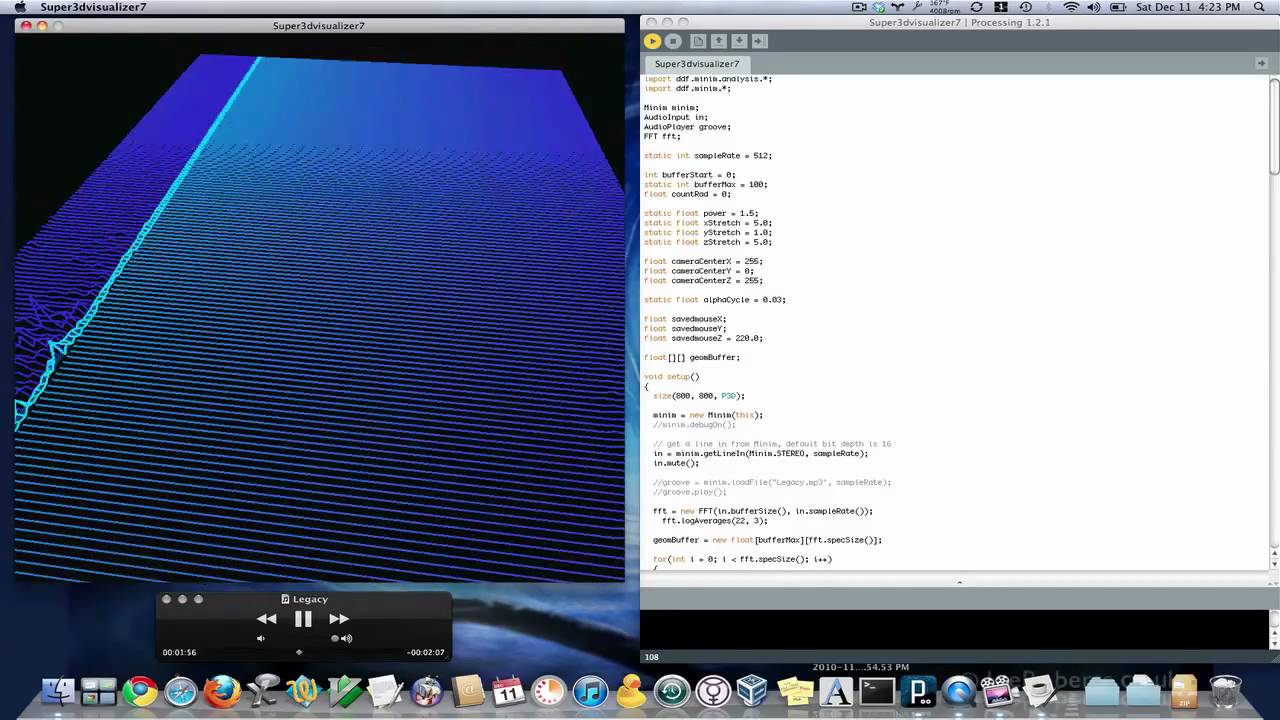 3D Surface Spectogram Audio Visualizer in Processing - YouTube