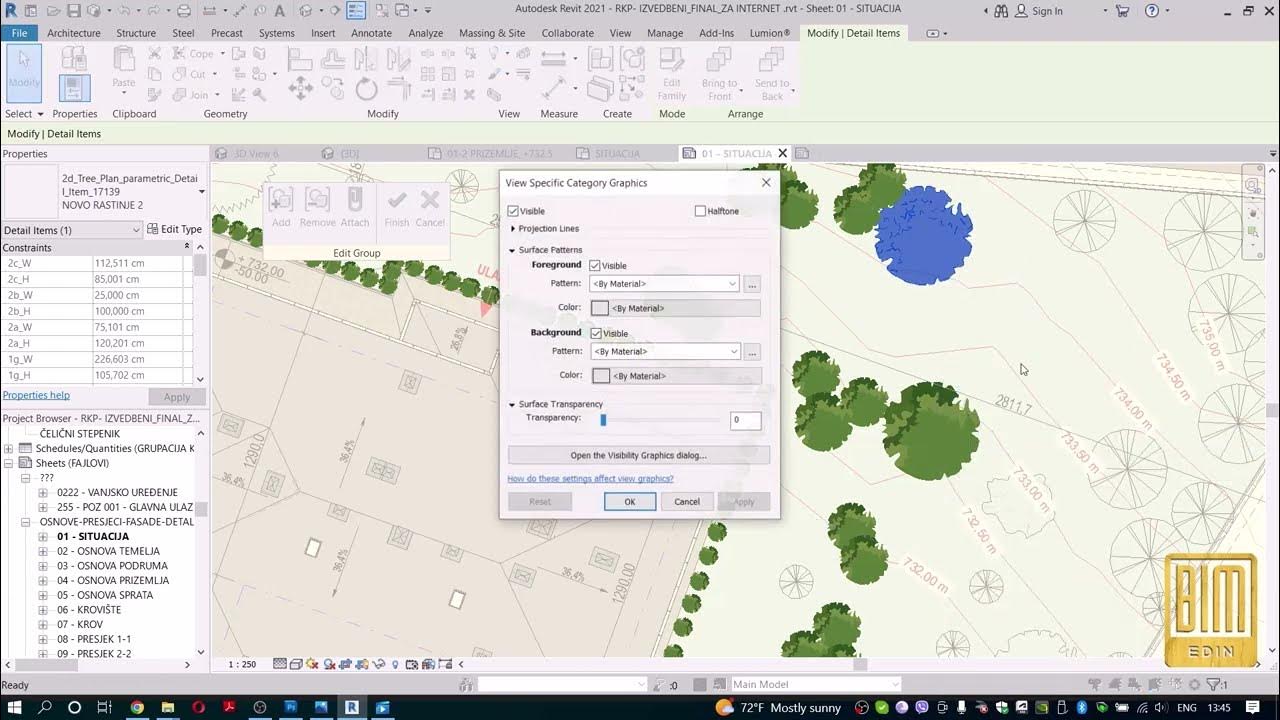 RVIT TUTORIAL How to adjust drawing graphics using OVERRIDE GRAPHICS IN VIEW and VISIBILITY ...