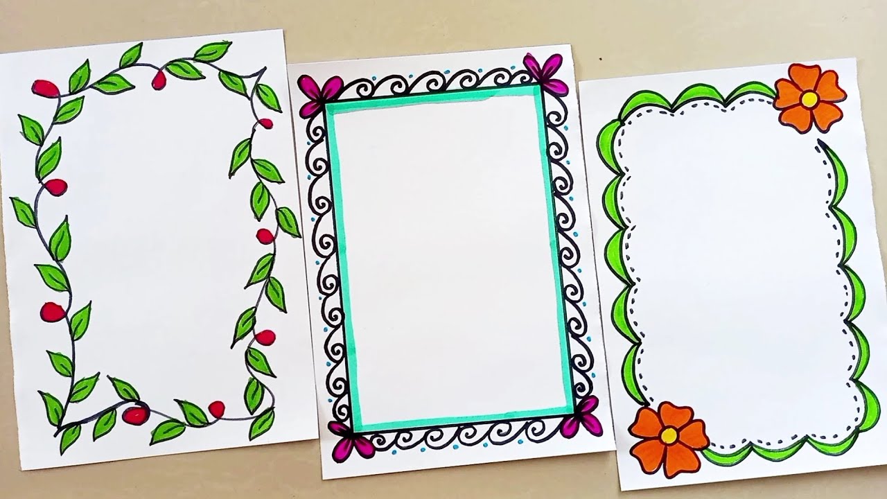 3 Quick and easy project work design borders | Project work border designs | Simple design ...