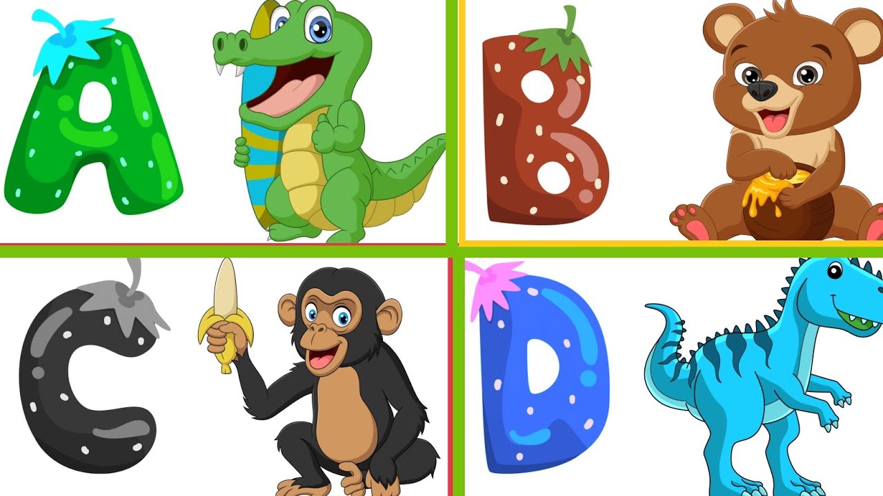 Alphabet song/ Learning alphabet abcd through animals and birds - YouTube