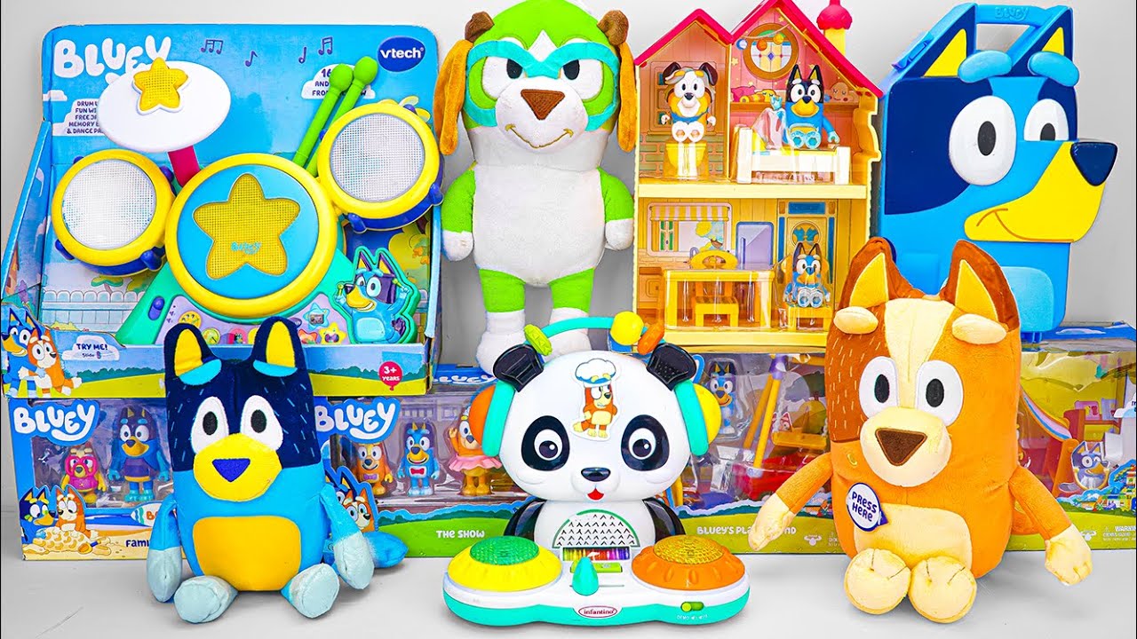 Bluey Toy Collection Unboxing Review 🐾 Bluey Hooray Drum Set & Bluey ...