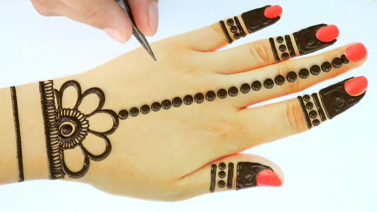 New Back hand Mehndi Design for beginners - Simple and Easy Mehandi ka ...