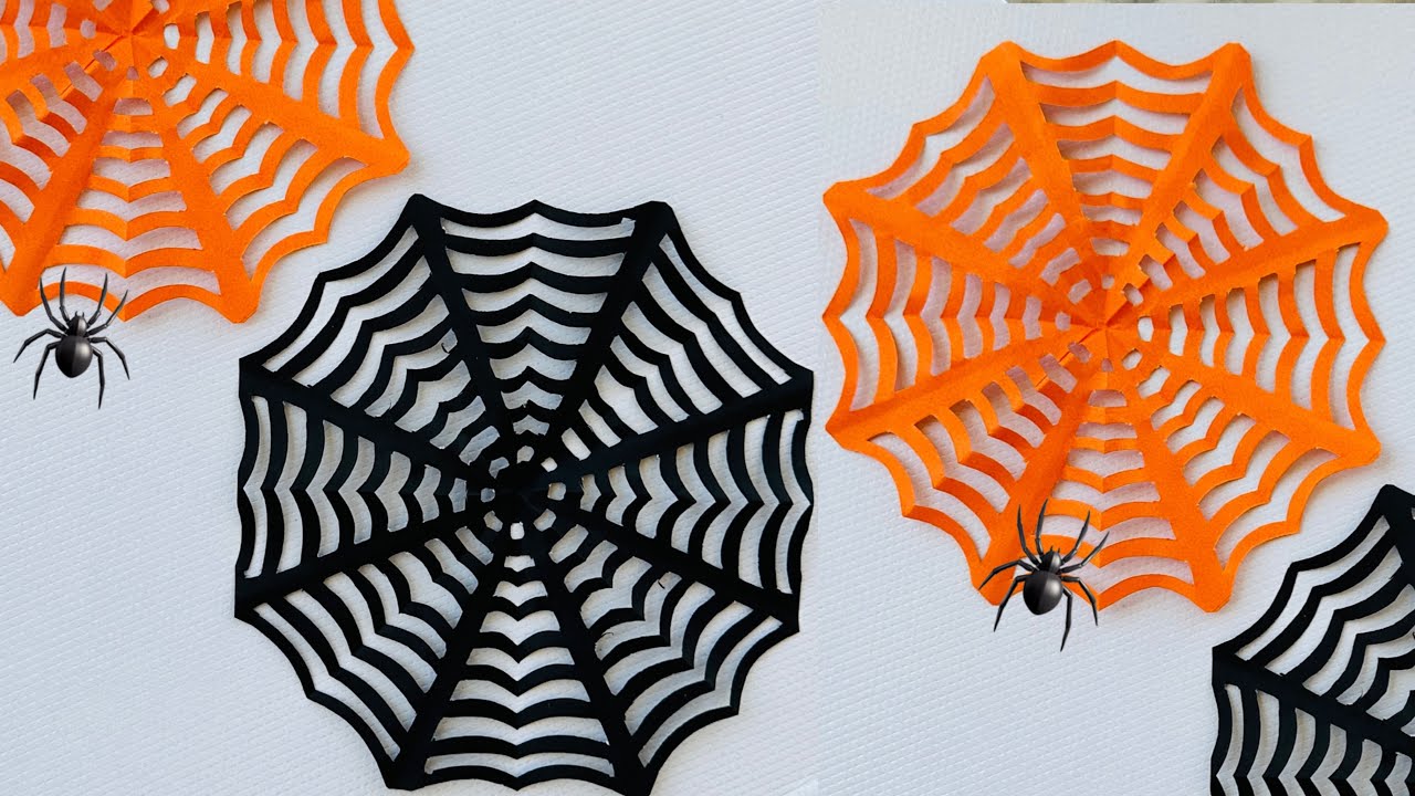 Halloween Craft / Paper Spider Web / How To Make Paper Spider Web For ...