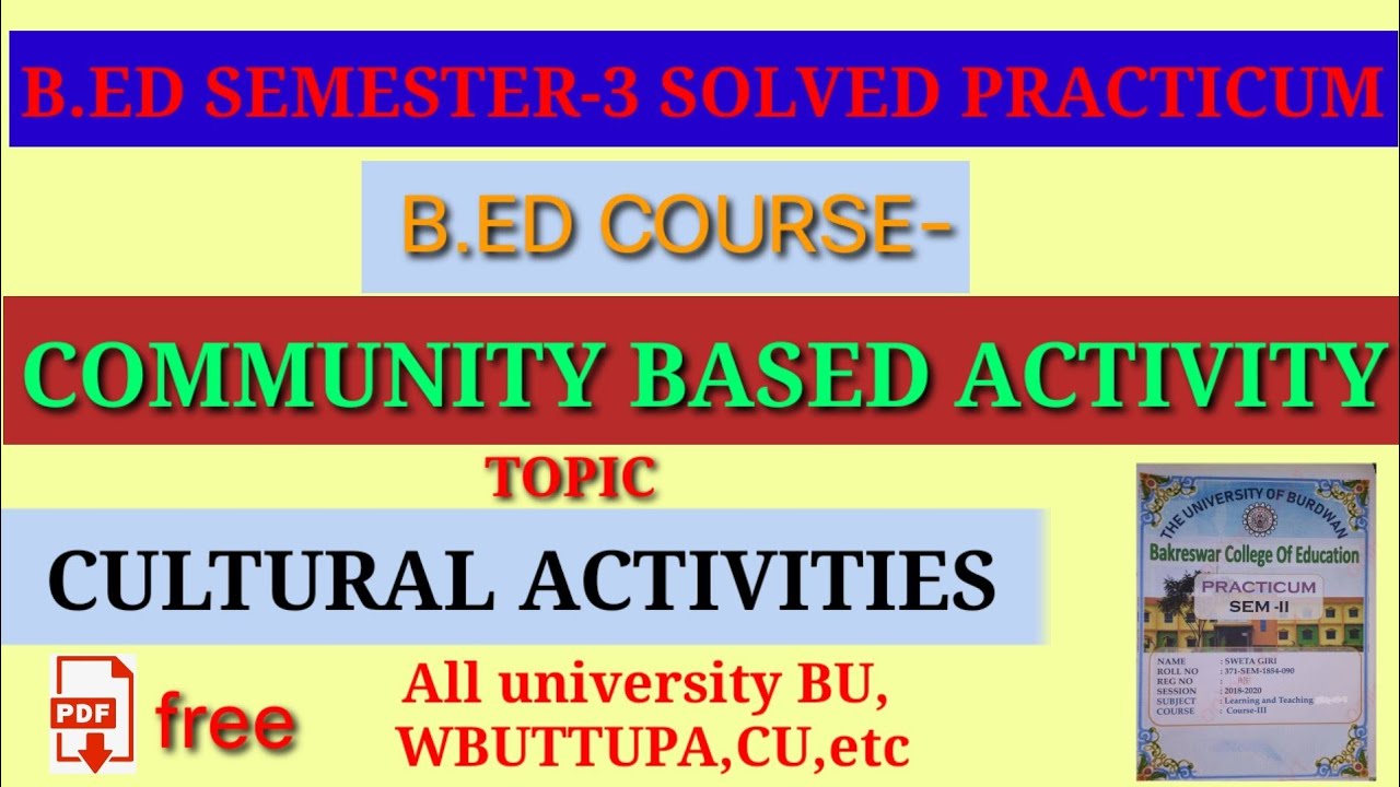 B.Ed. sem-3 solved practicum/CULTURAL ACTIVITIES/COMMUNITY BASED ACTIVITY /Version English - YouTube