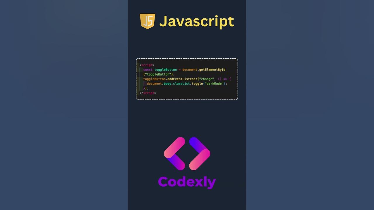 Toggle Dark Mode And Light Mode Theme Switch Button Html Css Javascript Webdevelopment
