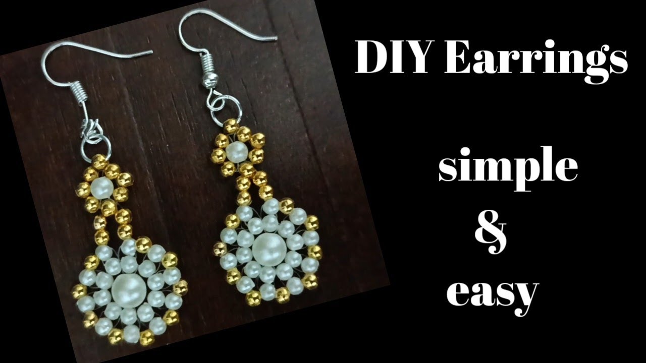 How to make earrings /beads tutorial /simple & easy earrings / DIY ...