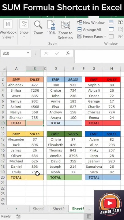 Excel Tips And Tricks Sum Formula Shortcut In Excel Exceltutorial Excel Exceltips