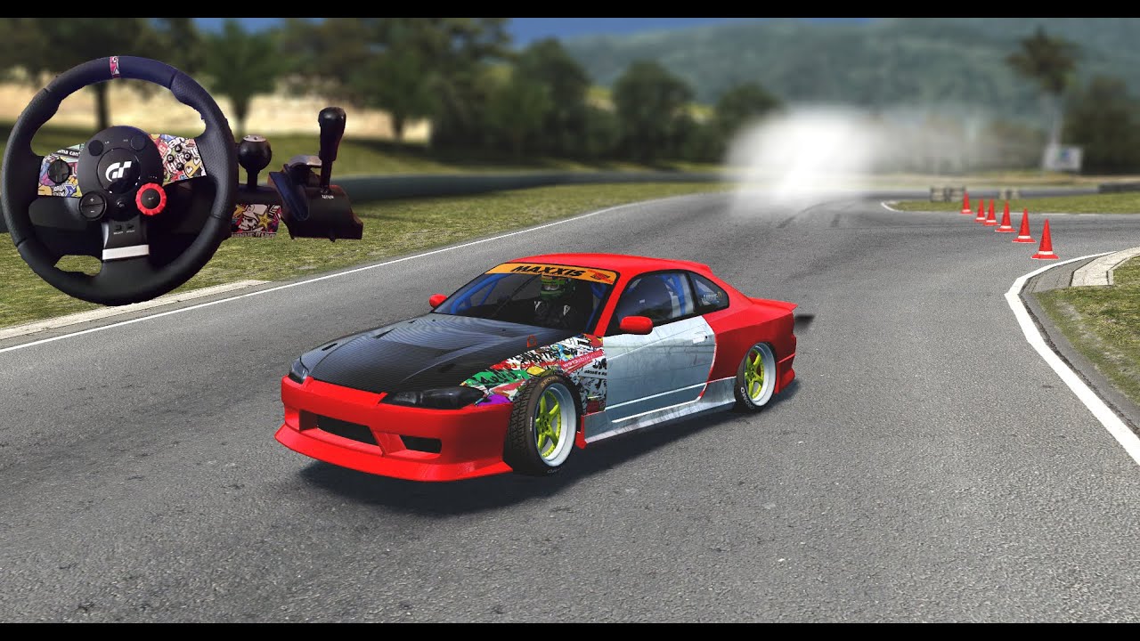 LFS-Nissan s15 drift onboard Logitech DFGT+E-brake - YouTube