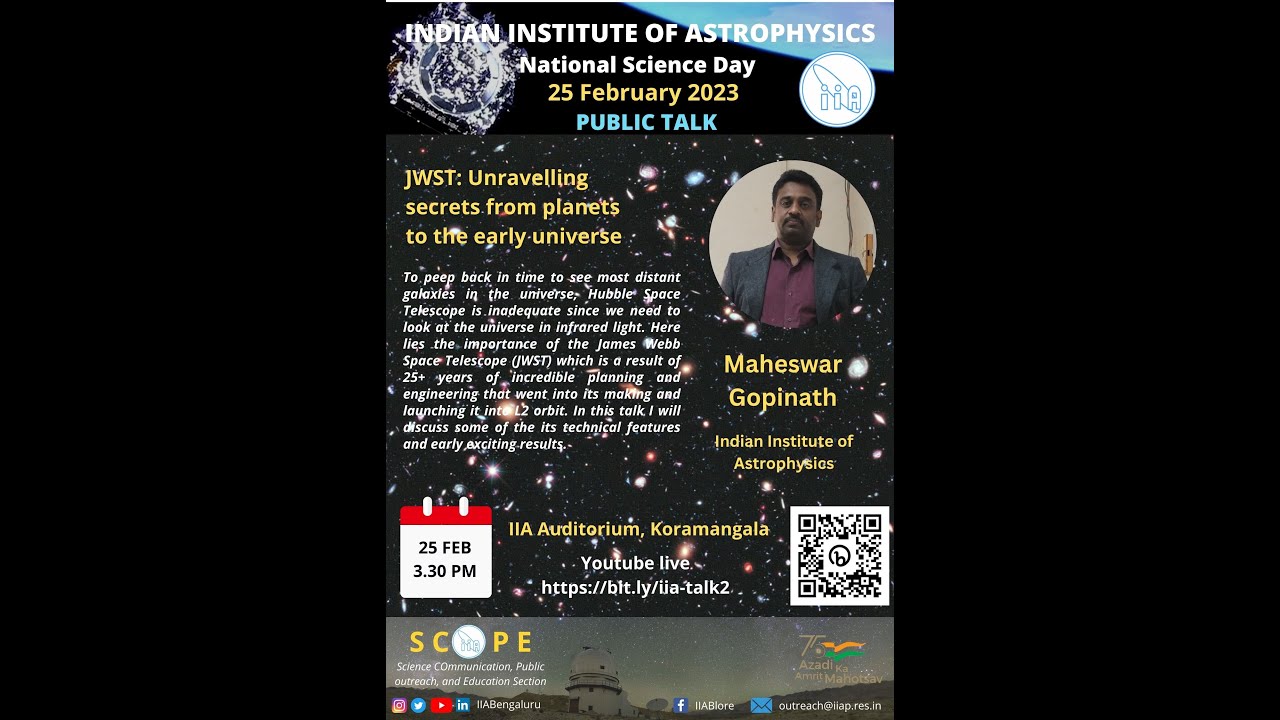 NSD 2023 - Public Talk - by Maheswar Gopinath On JWST - YouTube