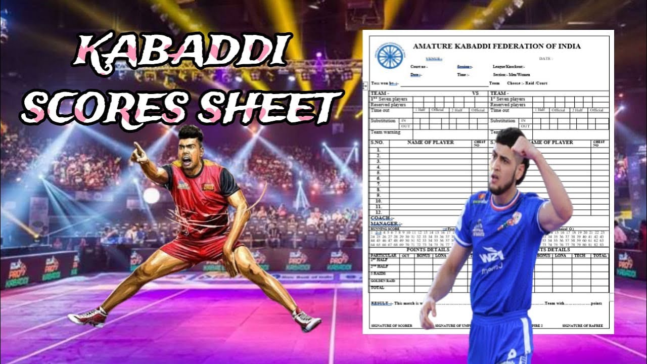 HOW TO FILL SCORE-SHEET IN KABADDI - YouTube