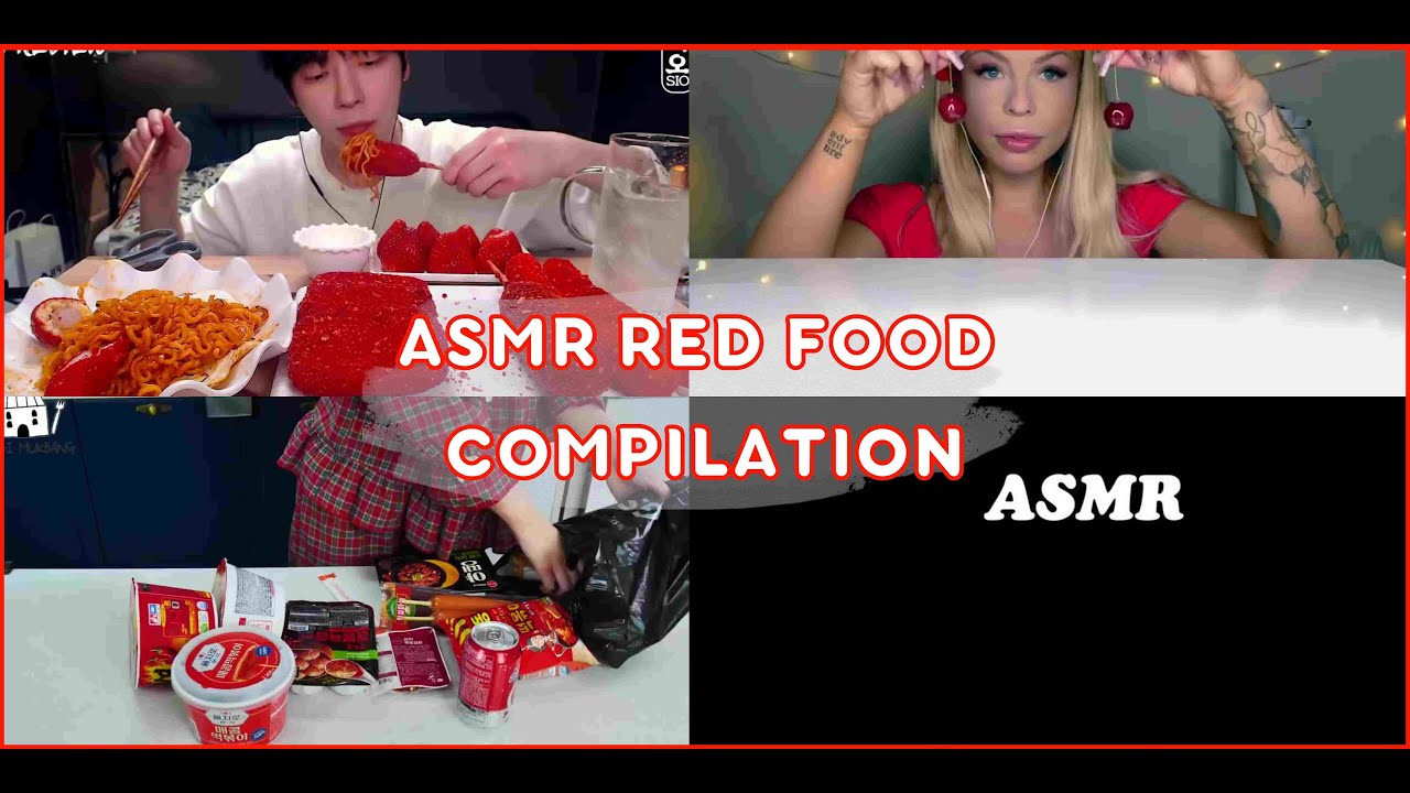 ASMR RED FOOD COMPILATION | RELAX SOUND #asmr #asmreating #asmrsounds ...