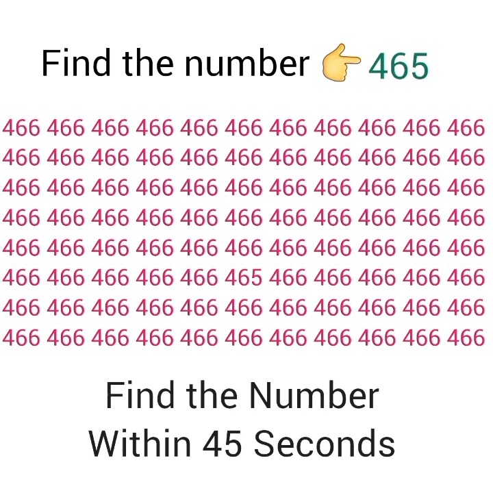 find the number "465" within 45 Seconds-Eyefocus 👀 Brain Test 🧠 #follow ...