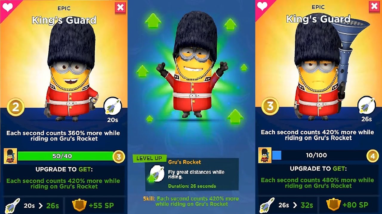 Minion Rush Kings Guard level up costume gameplay walkthrough ios - YouTube