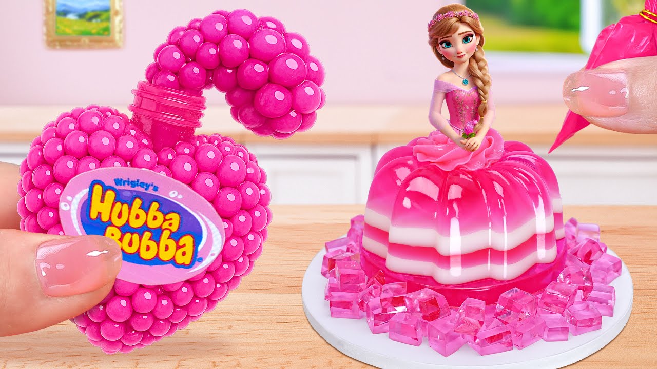 Pink Princess Cake and Honey Jelly 💗Beautiful Miniature Princess Jelly ...