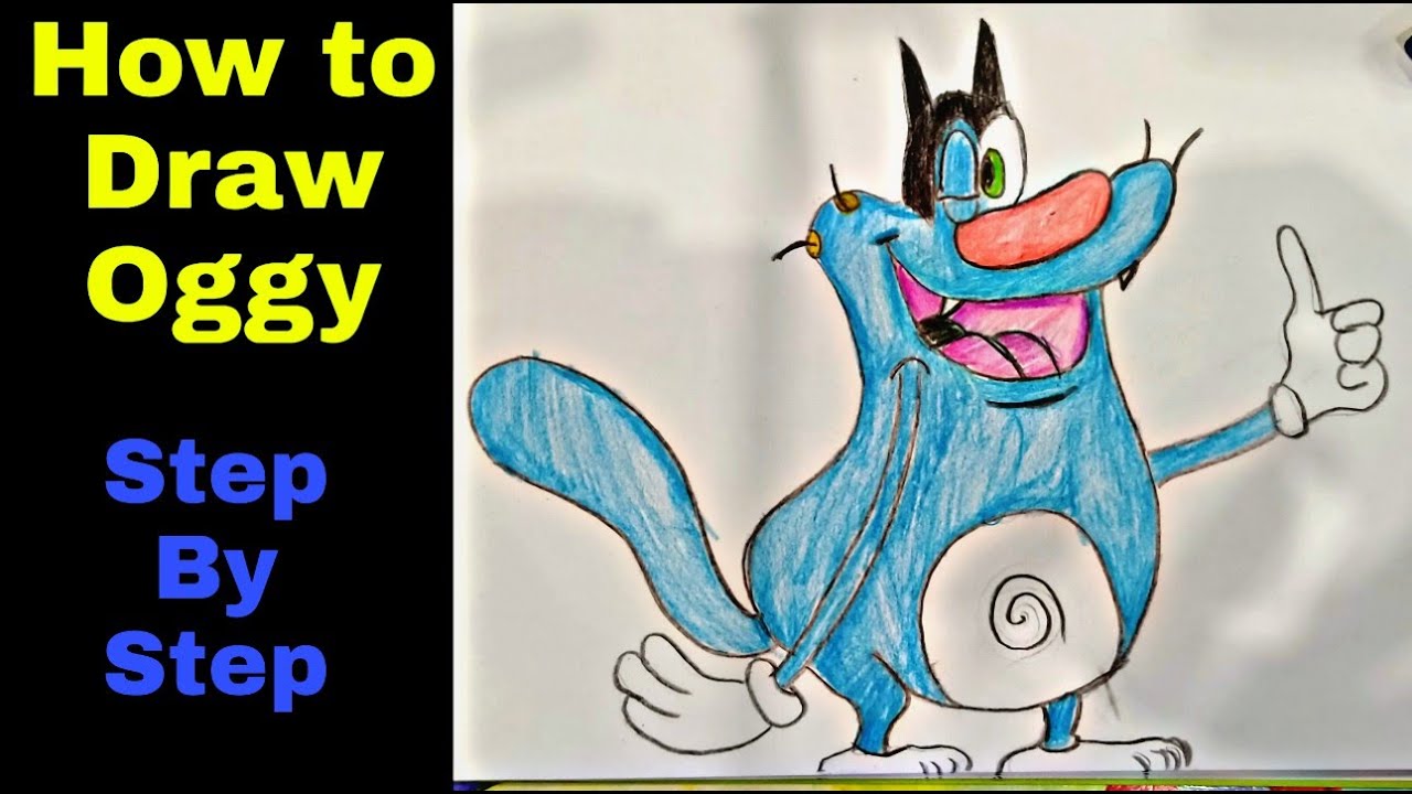 Easy Drawing For Kids | How To Draw Oggy | Drawing with Biru | - YouTube