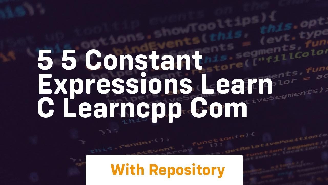 5 5 constant expressions learn c learncpp com - YouTube