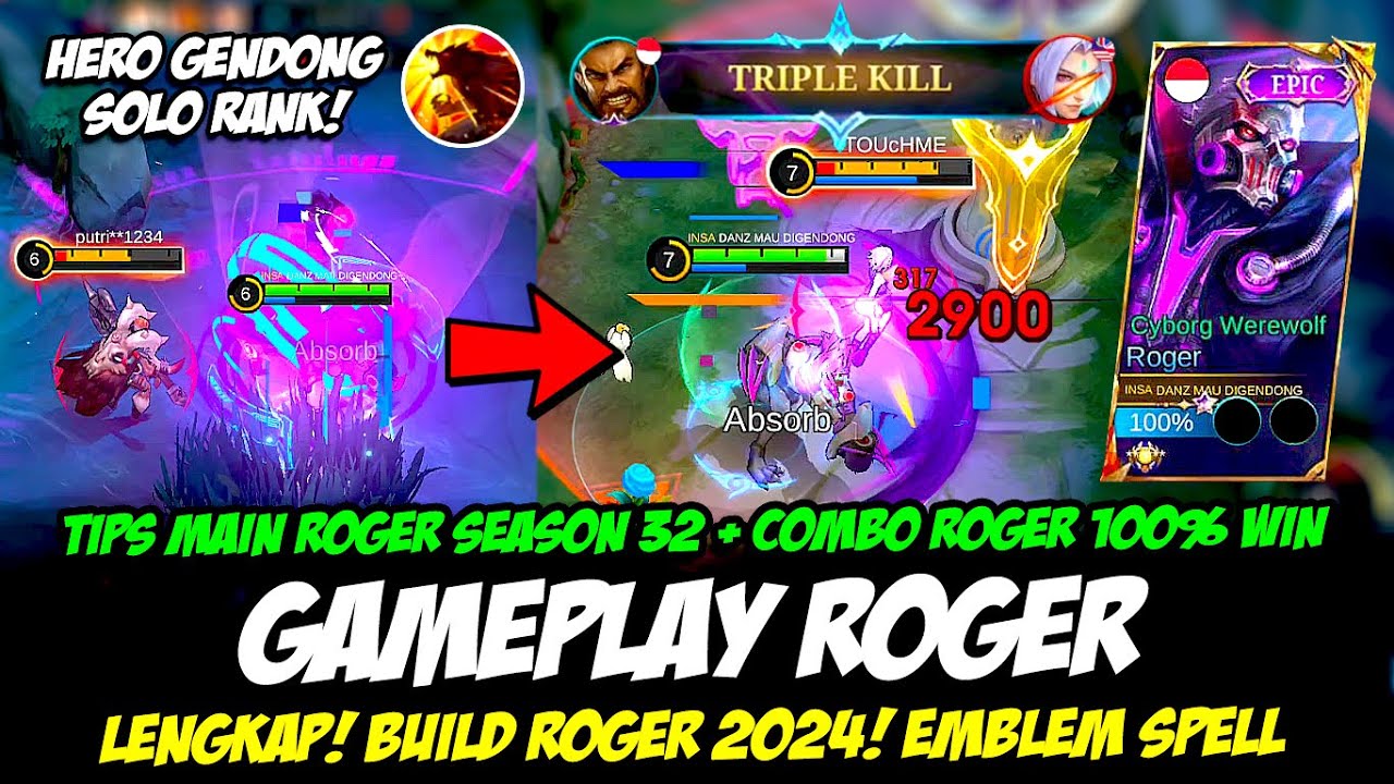 HERO GENDONG TIPS MAIN ROGER SEASON 32 + COMBO ROGER HYPER BUILD ROGER ...