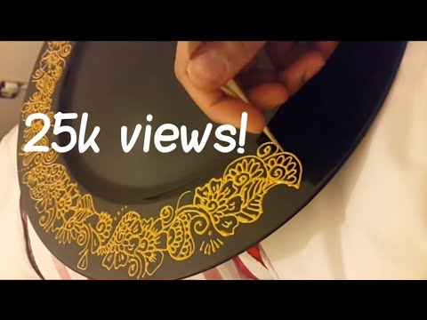 How to decorate Mehndi henna taal | Design a henna plate - YouTube