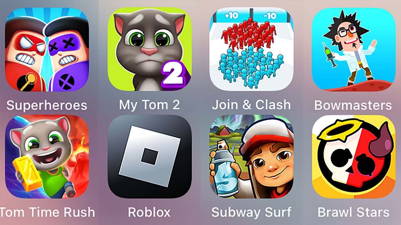 Roblox,Tom Time Rush,Bowmasters,Superheroes,Subway Surf,Brawl Stars,My ...