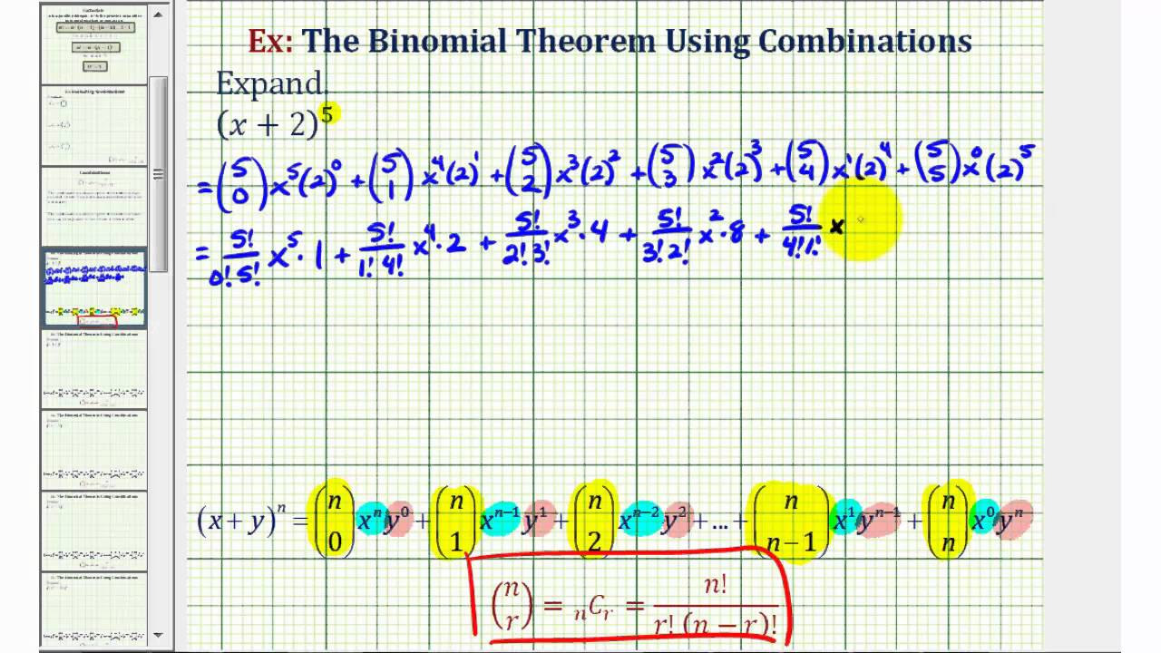 Ex 1 The Binomial Theorem Using Combinations YouTube
