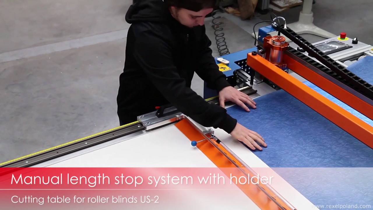 Roller Blind Cutting Table REXEL US 2 4m cut - YouTube
