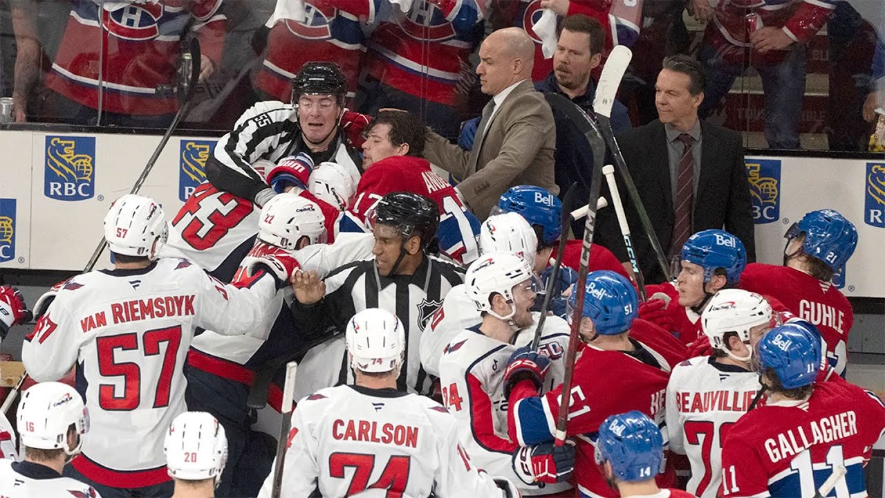 Capitals' Tom Wilson, Canadiens' Josh Anderson brawl on bench in wild ...