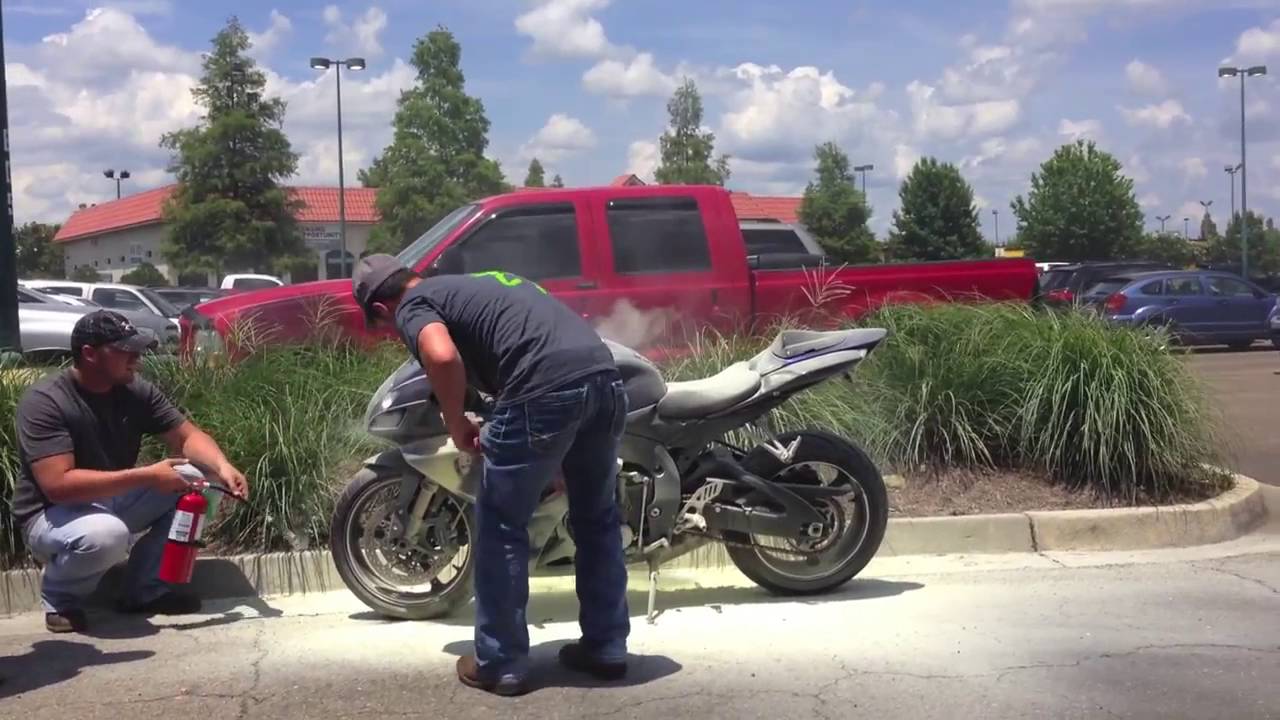 2015 Suzuki Yamaha Kawasaki Bike Catch On Fire - YouTube