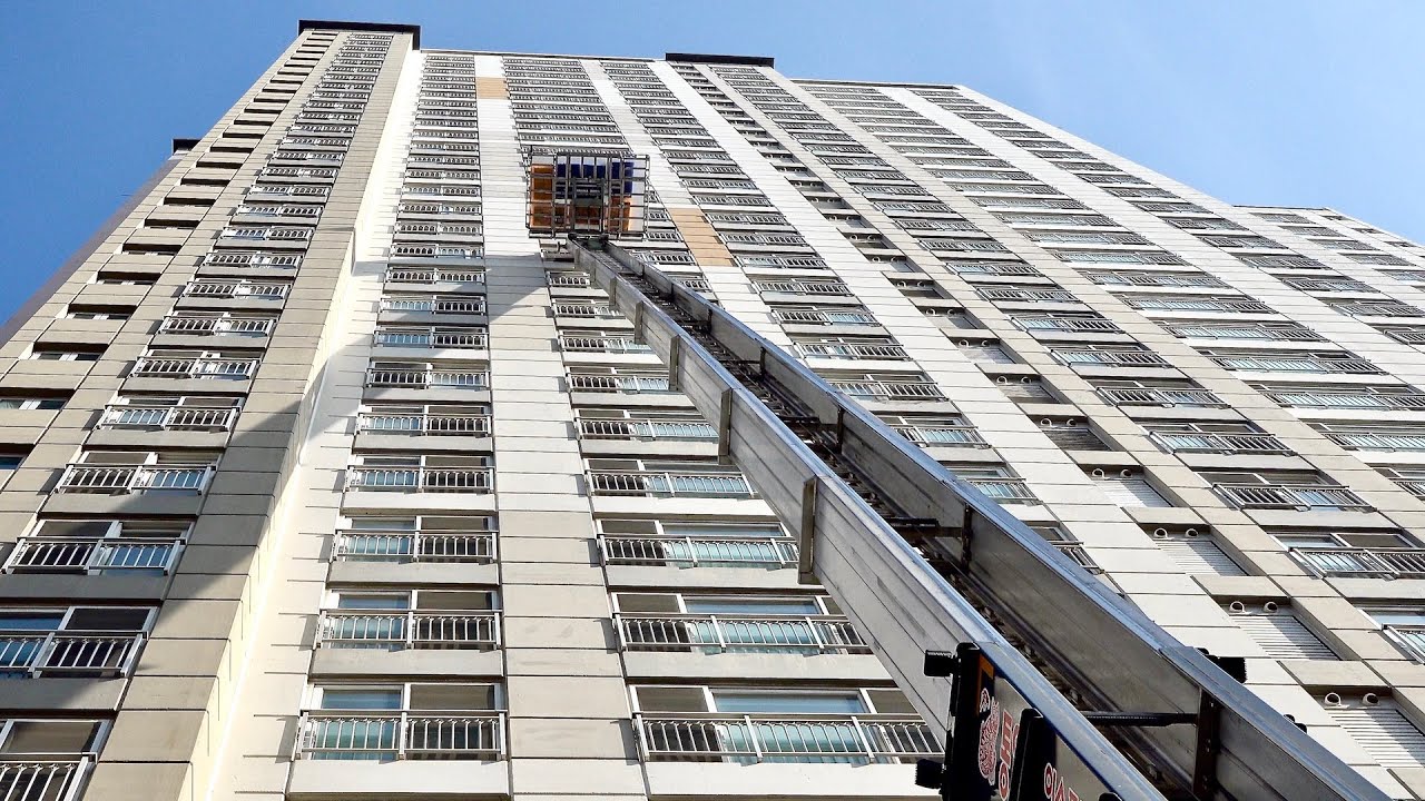 Amazing Process of Moving House With Ladder Truck in Korea. High-Rise ...