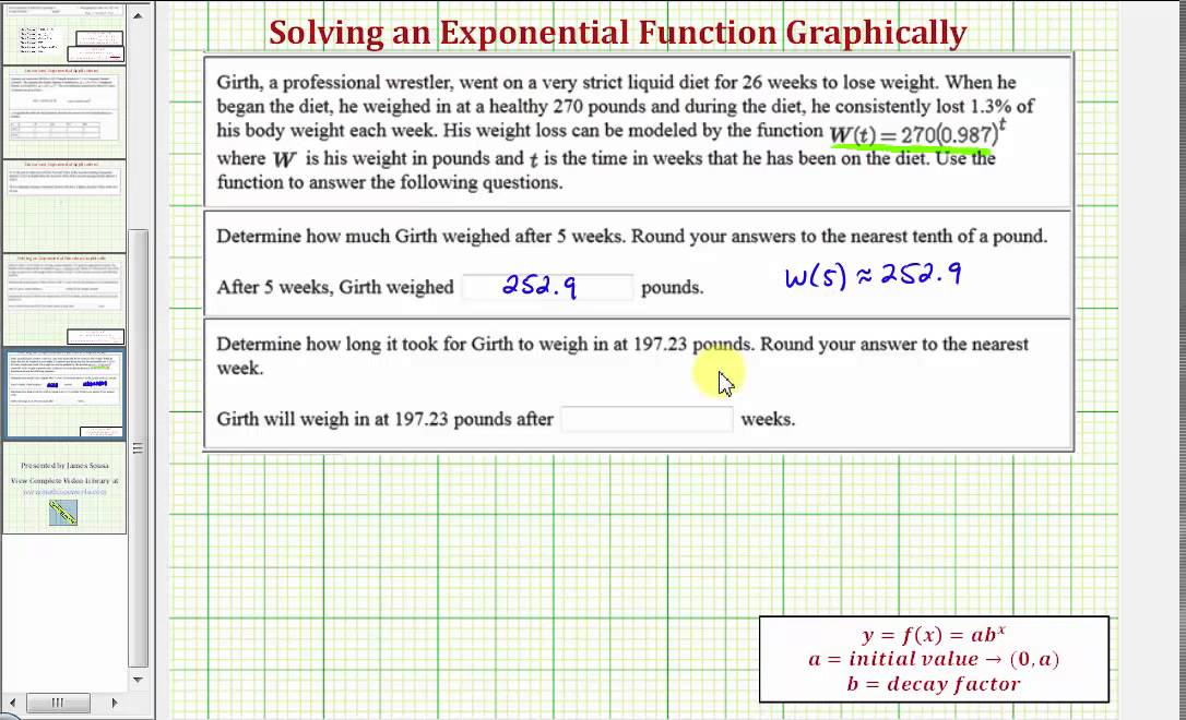 Ex: Solve an Exponential Decay Equation Graphically Using the TI84 (Application) - YouTube