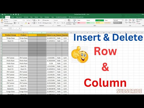 Insert Row and Column in Excel | Add Blank Row and Column | Insert Row and Column #excel - YouTube